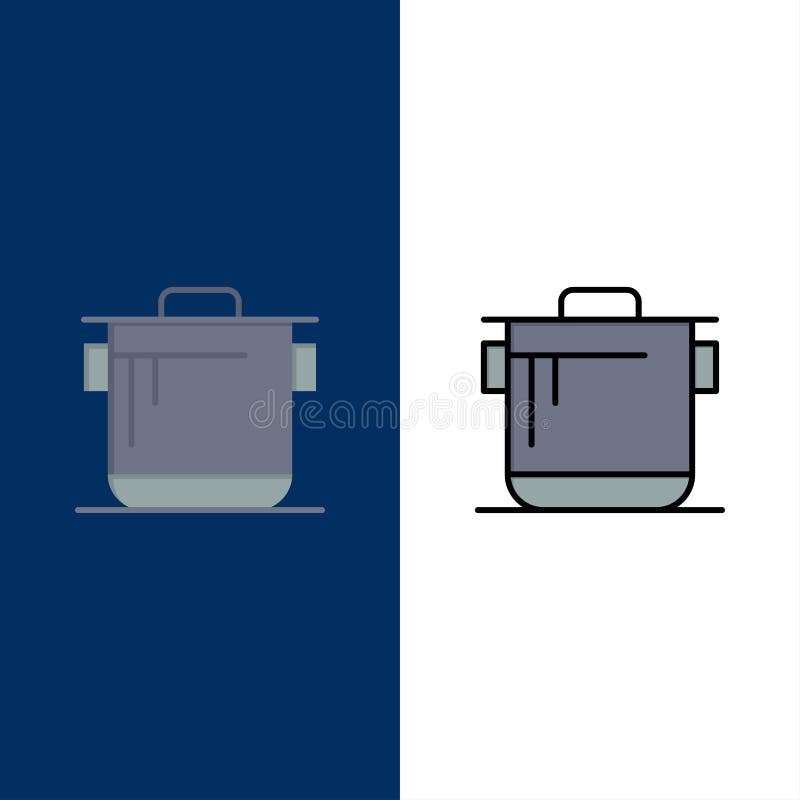 Cooker, Kitchen, Rice, Cook Icons. Flat and Line Filled Icon Set Vector ...