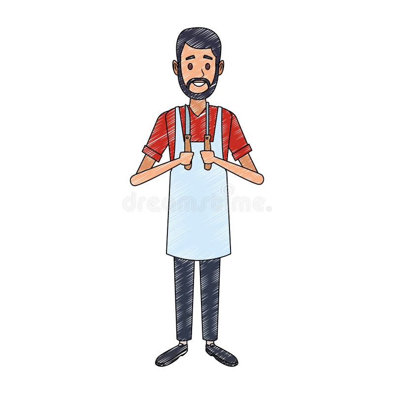 Cooker Man with Utensils Scribble Stock Vector - Illustration of ...