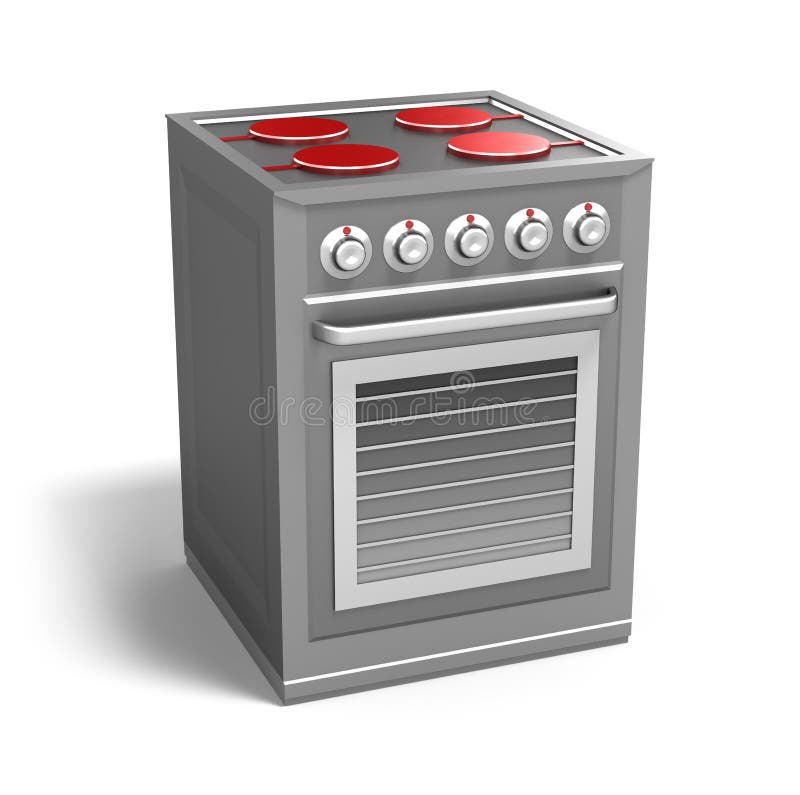 Cooker with Owen Isolated on White Stock Illustration - Illustration of ...