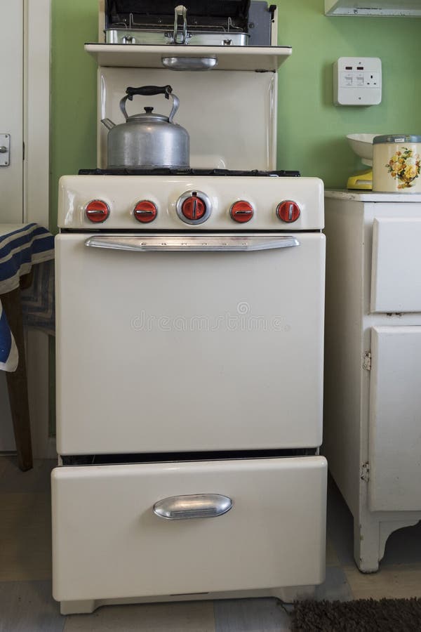Cooker from the 1950 S Era with Kettle, UK Stock Photo - Image of ...