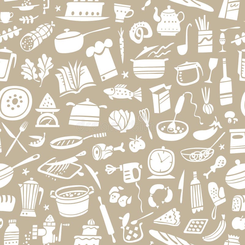 Cookery Seamless Background Stock Vector - Illustration of meat, recipe ...