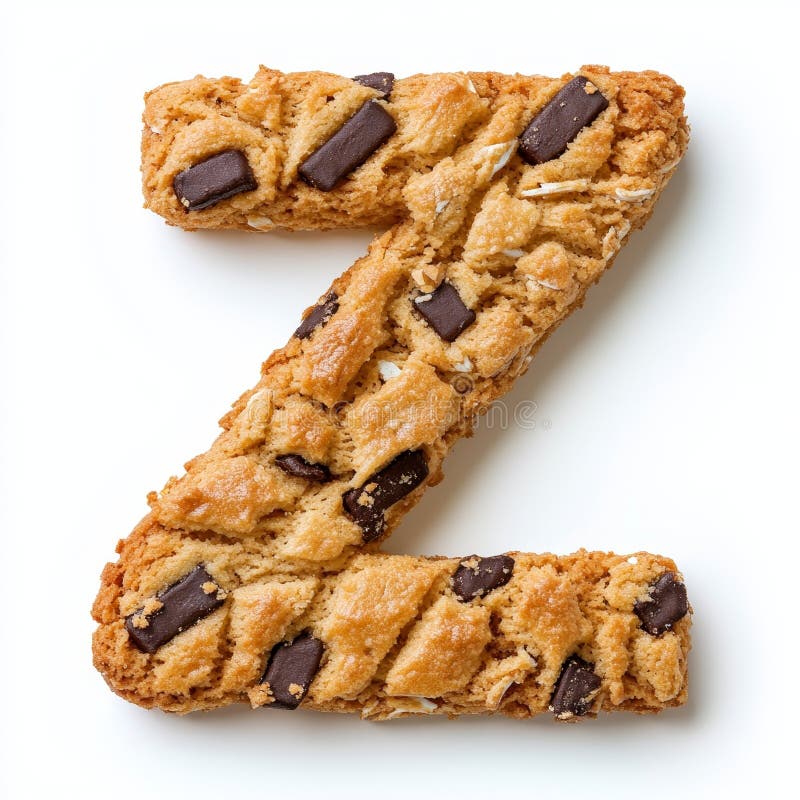 Cookie Alphabet: Chocolate Chip Letter Z on White Background Stock ...