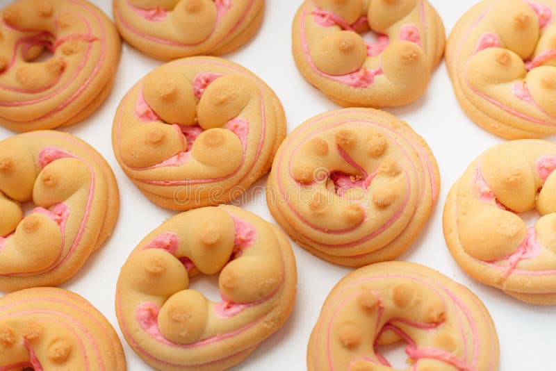 Cookie Biscuit with Pink Topping Stock Image - Image of form, glazed ...
