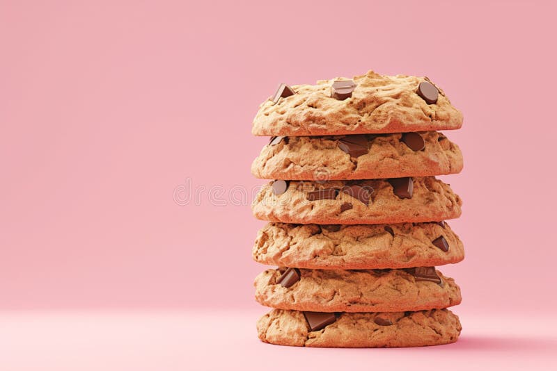 Cookie Bliss Oatmeal Cookies with Chocolate on a Pink Surface Stock ...