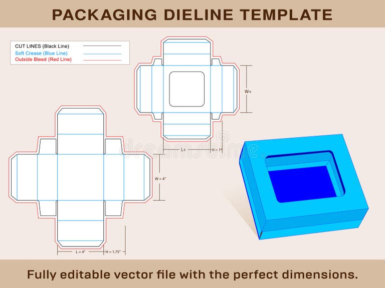Cookie Box, Dieline Template and 3d Box Stock Vector - Illustration of ...