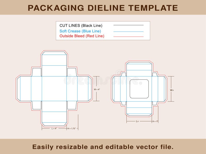 Cookie Box, Dieline Template Vector File Stock Vector - Illustration of ...
