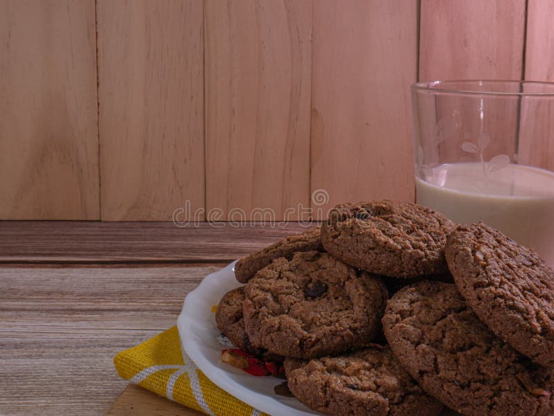 Cookie Chocolate Chip on White Disc for Food Concept Stock Photo ...