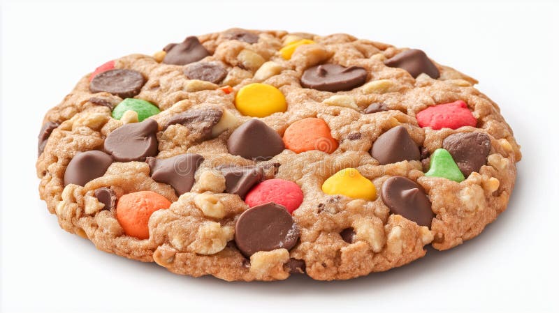 Cookie with Colorful Chocolate Pieces on a Light Background Stock Image ...