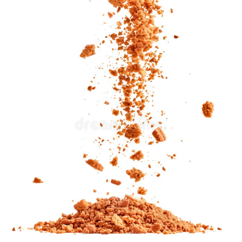 A Set of Cookie Crumbs Falling and Gathering in a Pile, Isolated on a ...
