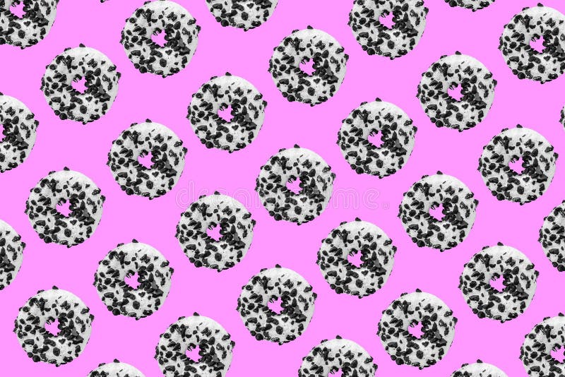 Cookie Donut Pattern on Pink Background Stock Illustration ...