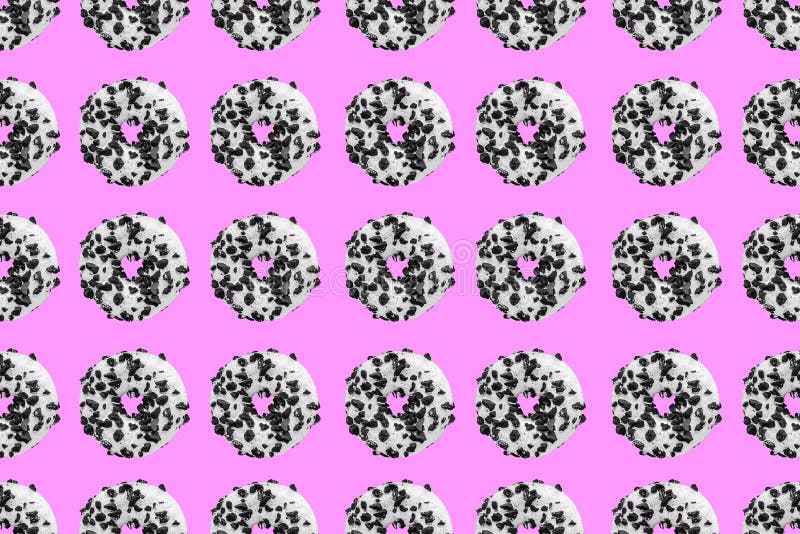Cookie Donut Pattern on Pink Background Stock Illustration ...