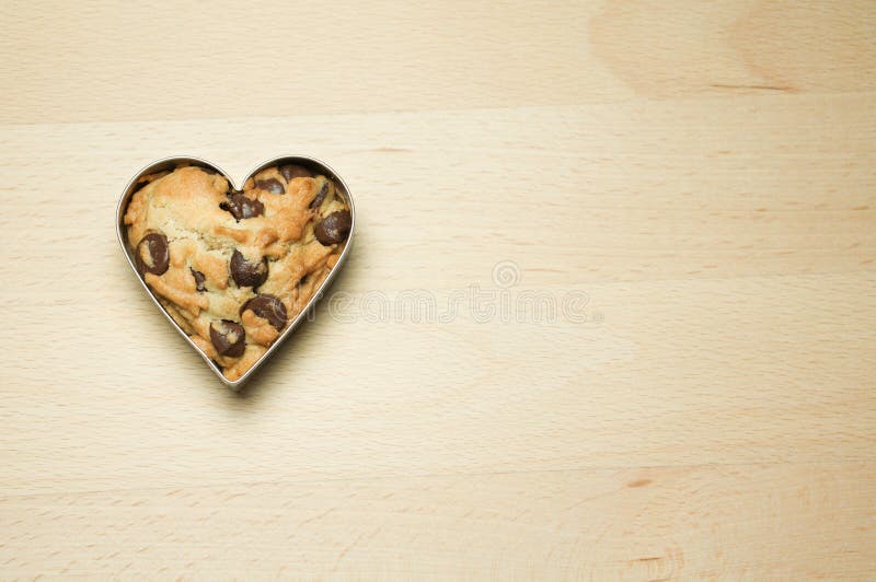 Cookie in Heart Shape on Wood Background Stock Image - Image of biscuit ...