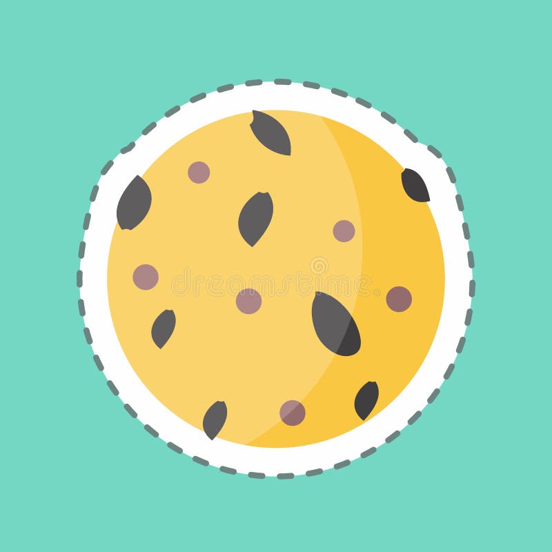 Cookie II Sticker in Trendy Line Cut Isolated on Blue Background Stock ...