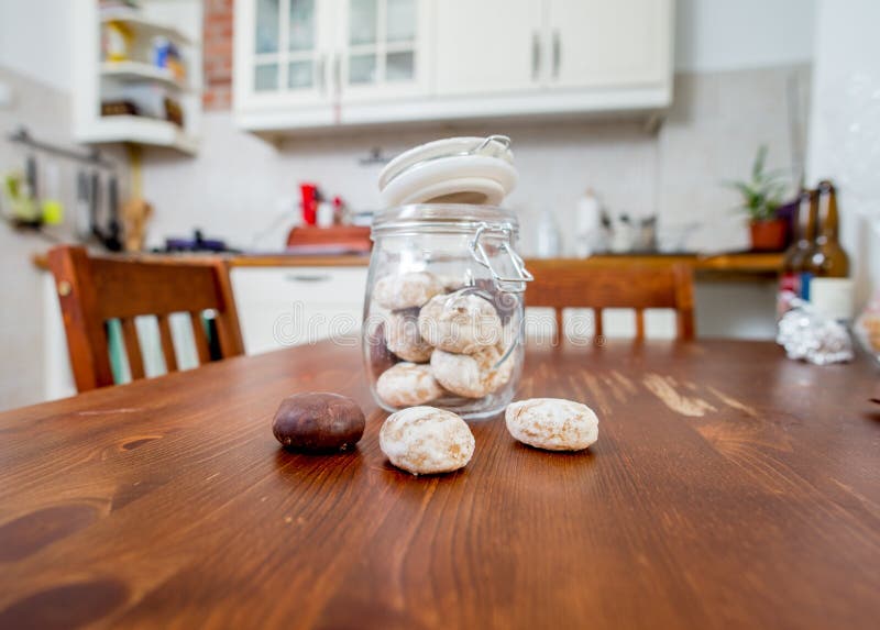 Cookie jar in the kitchen stock photo. Image of white - 111766646