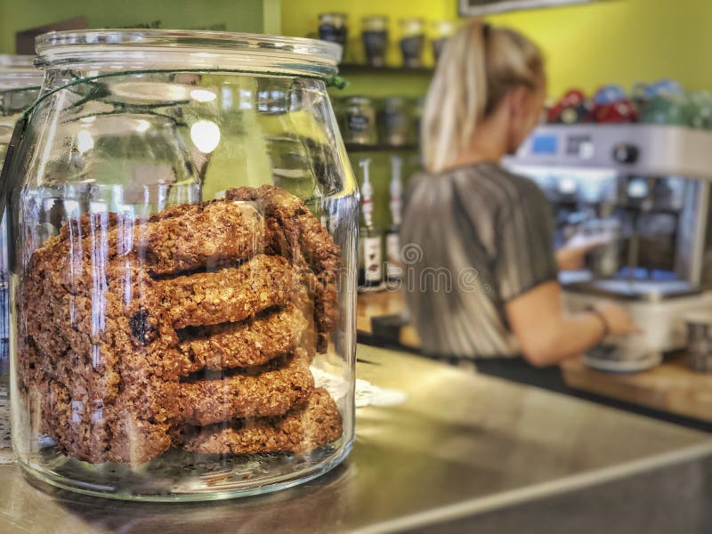 Bakery In Glass Dessert Jar At Coffee Shop Stock Photo - Image of ...