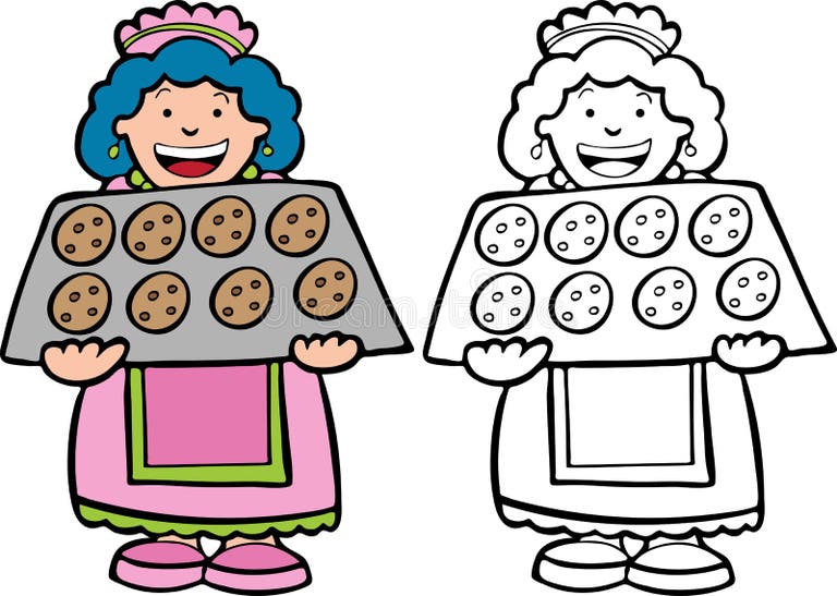 Cookie Lady stock vector. Illustration of freshly, serving - 10617465