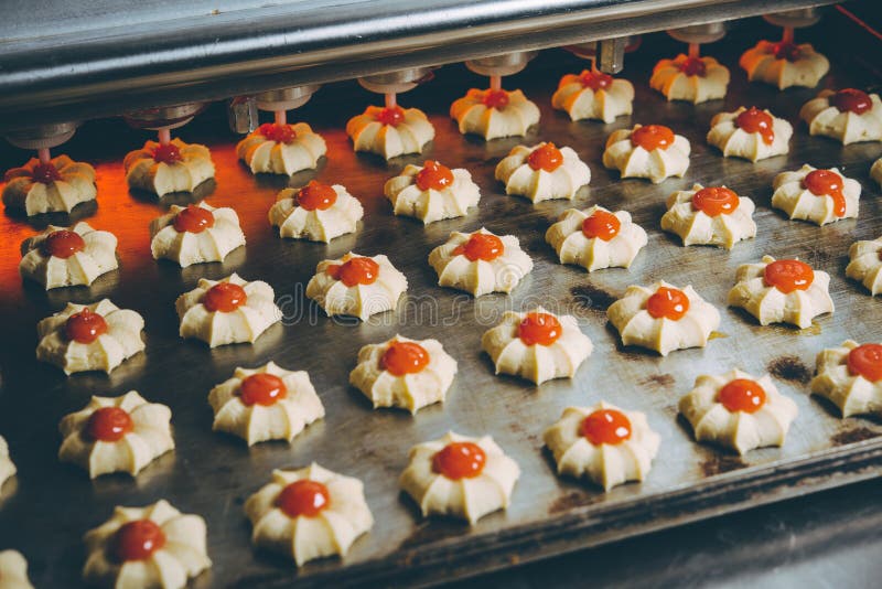 Cookie Making Factory Bakery Fresh Cook Biscuit Stock Image - Image of ...