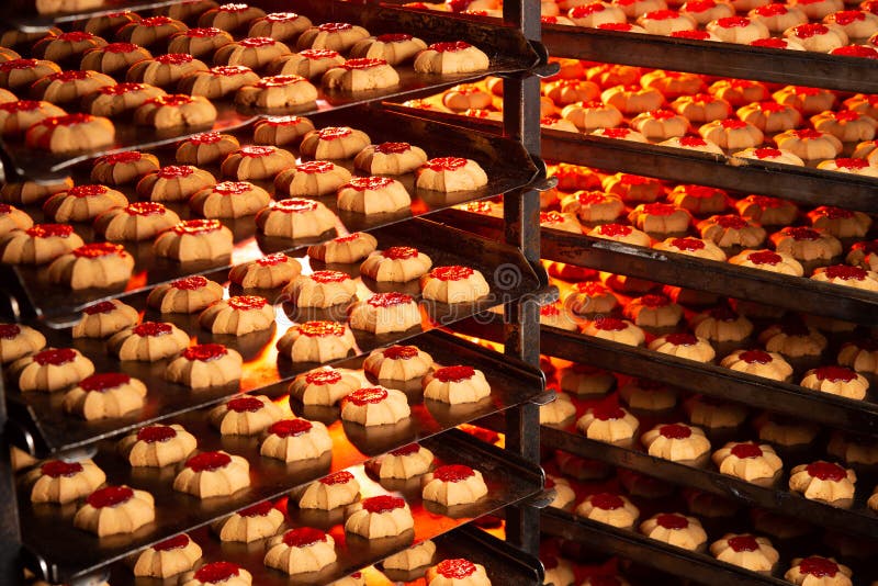 Cookie Making Factory Bakery Fresh Cook Biscuit Stock Photo - Image of ...