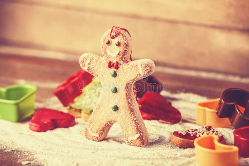 Cookie man and flour. stock photo. Image of nutrition - 35509964