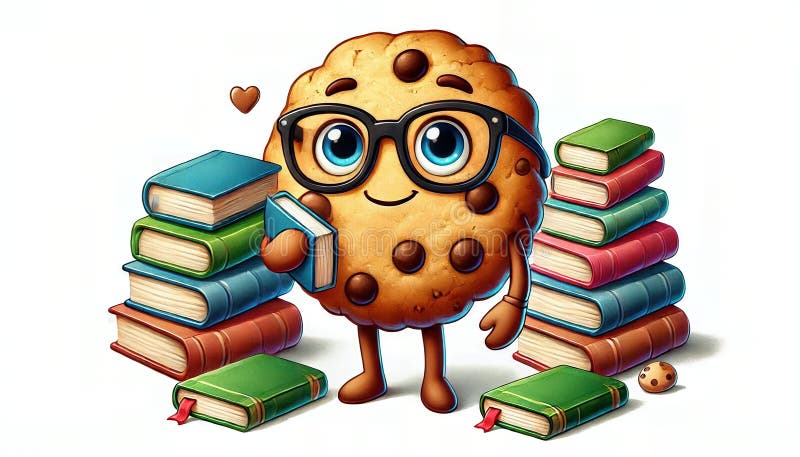 Cookie Mascot with Books stock illustration. Illustration of baked ...