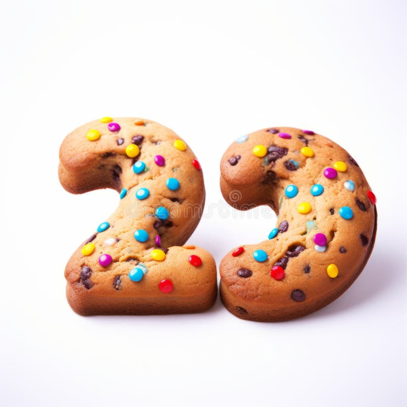 Colorful Cookies in the Shape of Twenty Two on a White Background Stock ...