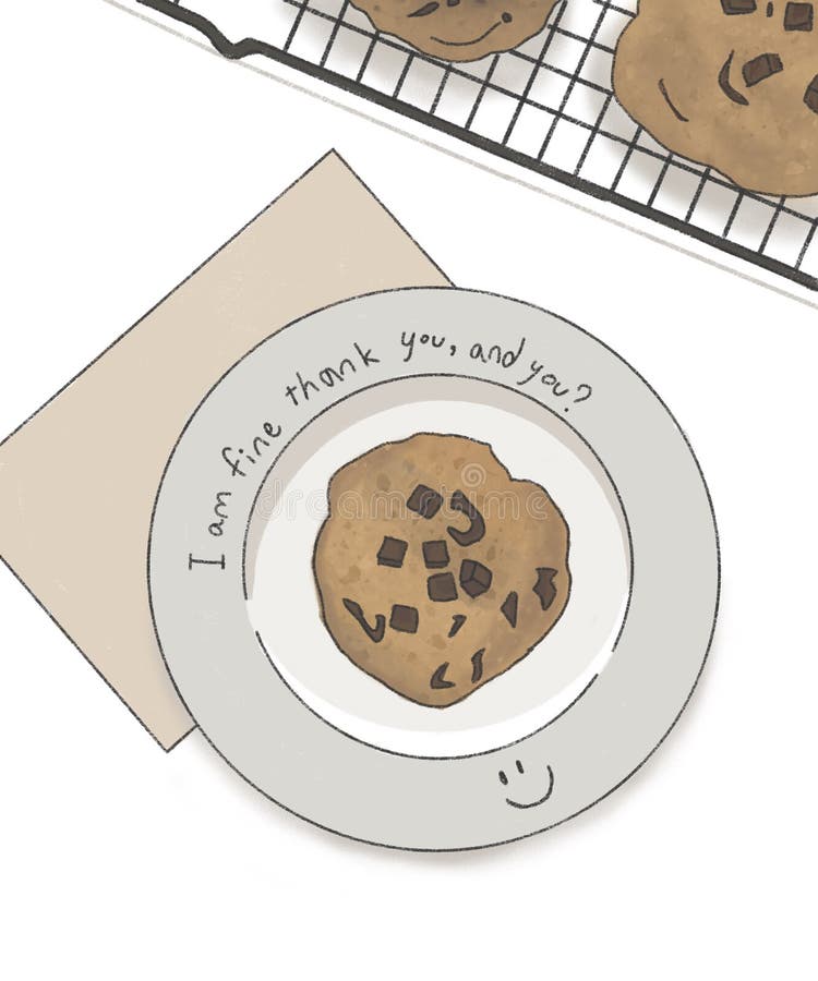 Cookie on Plate Chocolate Cookie Stock Illustration - Illustration of ...