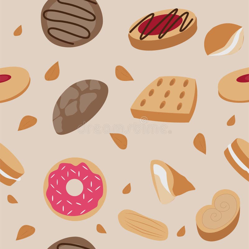 Cookie Seamless Pattern. Background, Packaging Design Stock Vector ...