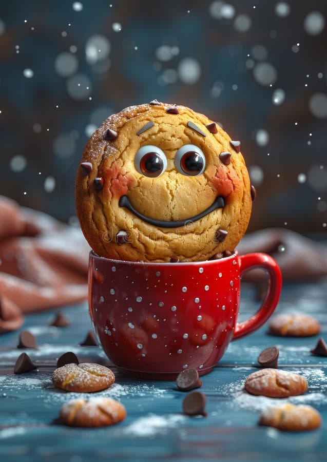 Cookie with Smiley Face in Red Cup Stock Image - Image of cinnamon ...