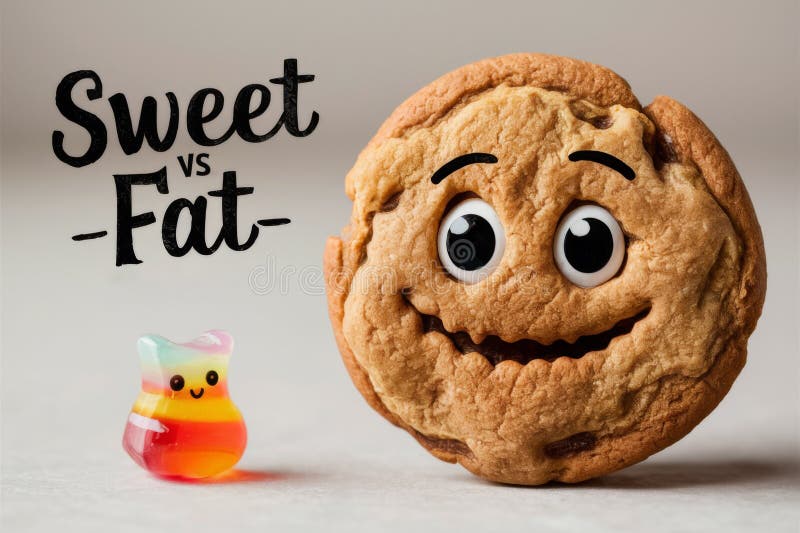 A Cookie with a Smiley Face and the Words Sweet Vs Fat, AI Stock Image ...