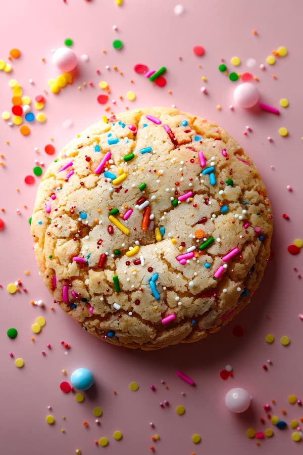 A Cookie with Sprinkles on a Pink Surface. Generative AI Stock Image ...