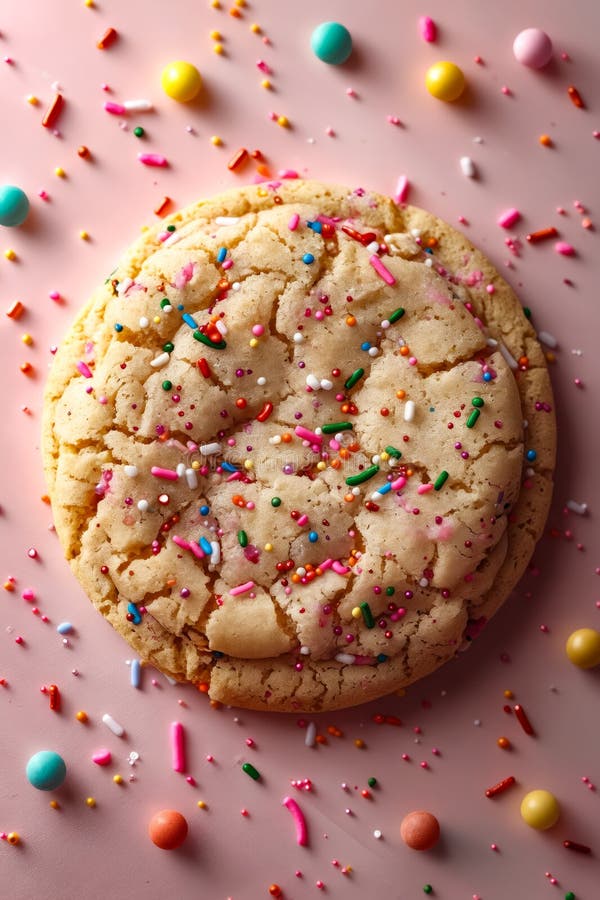 A Cookie with Sprinkles on a Pink Surface. Generative AI Stock ...