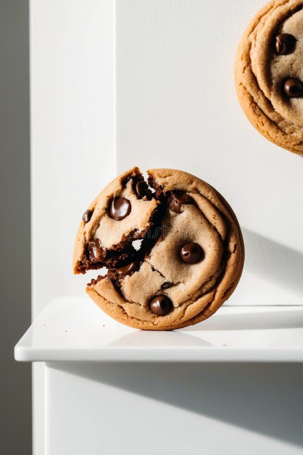 A Cookie on a White Surface with a Bite Taken Out of One of Its Crusts ...