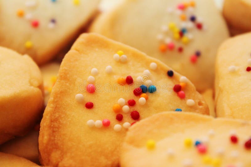 Yellow Frosted Sugar Cookies with Sprinkles Stock Image - Image of ...
