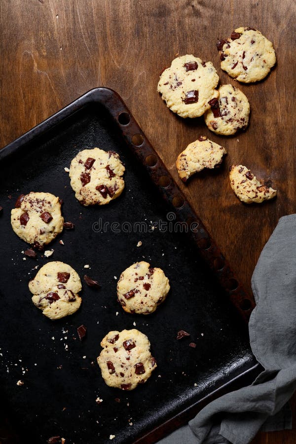Cookies on Baking Sheet and the Table Stock Image - Image of vertical ...