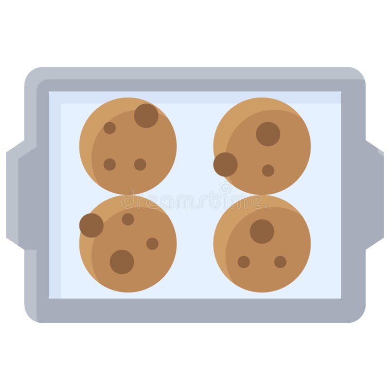 Cookies on Baking Tray Icon, Bakery and Baking Related Vector Stock ...