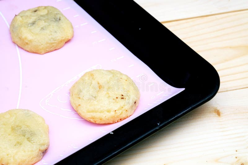 Cookies in baking tray stock image. Image of butter, homemade - 87485287