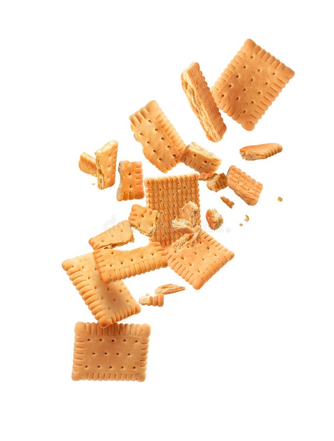 Cookies are Broken into Pieces with Falling Crumbs Down Stock Photo ...