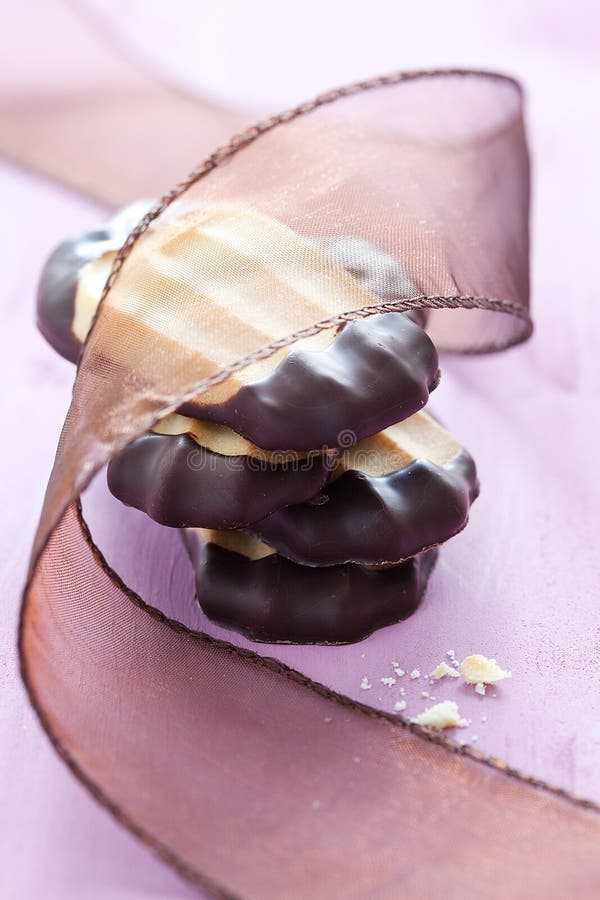 Cookies with chocolate stock photo. Image of ribbon, baked - 22034102