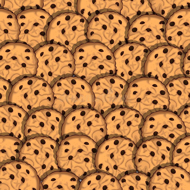 Cookies with Chocolate Chips Seamless Pattern Stock Vector ...