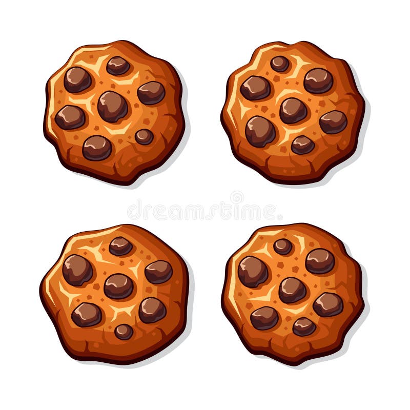Cookies with Chocolate Chips on White Background. Vector Stock Vector ...