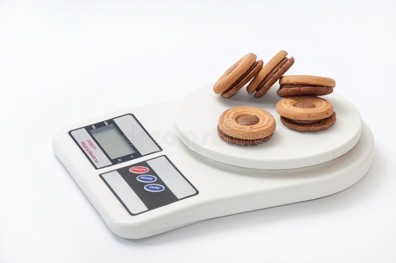 Cookies with Chocolate Cream on Digital Scale Stock Image - Image of ...