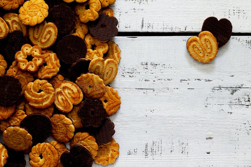 Cookies with Chocolate Glaze on the Table, Top View Stock Photo - Image ...