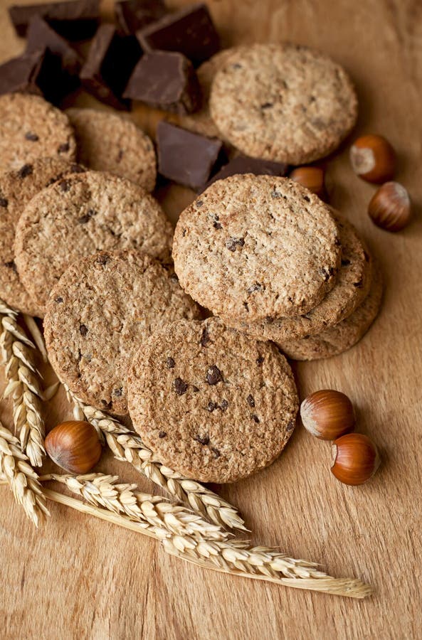 Cookies and Chocolate with Hazelnuts Stock Image - Image of morsels ...