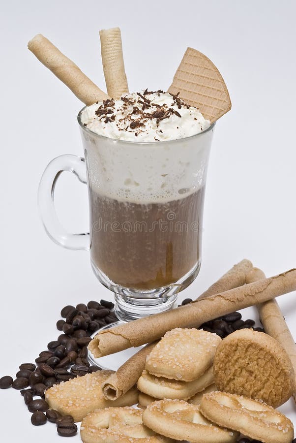 Irish coffee with cookies. stock photo. Image of caffeine - 12751868