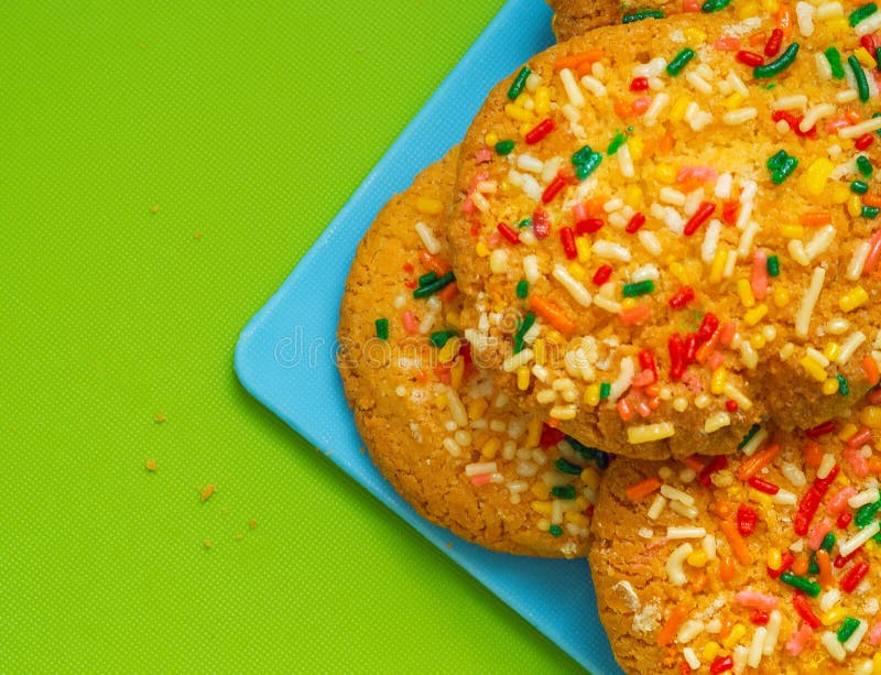 Biscuits or Cookie with Colored Sprinkles Stock Photo - Image of baker ...
