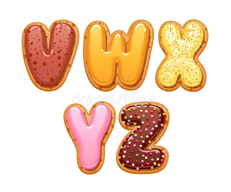Cookies with Colorful Icing Abc Letters Set. Stock Vector ...