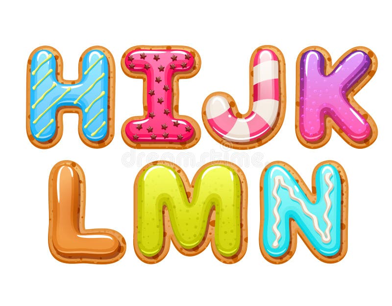 Cookies with Colorful Icing Abc Letters Set. Stock Vector ...