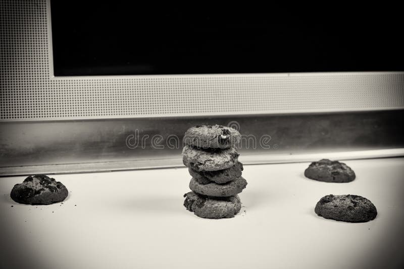 Cookies and computer stock image. Image of maintenance - 127056855