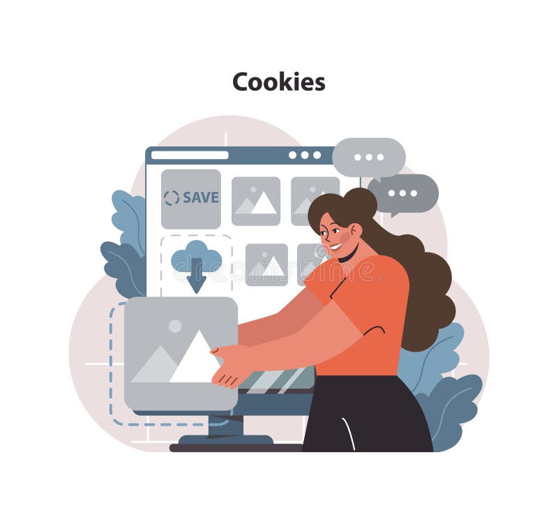 Cookies Concept. Flat Vector Illustration Stock Vector - Illustration of user, digital: 301613284