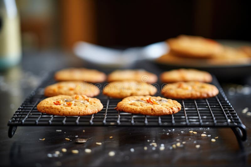 Cookies Cooling on Wire Rack, Side View Stock Illustration ...